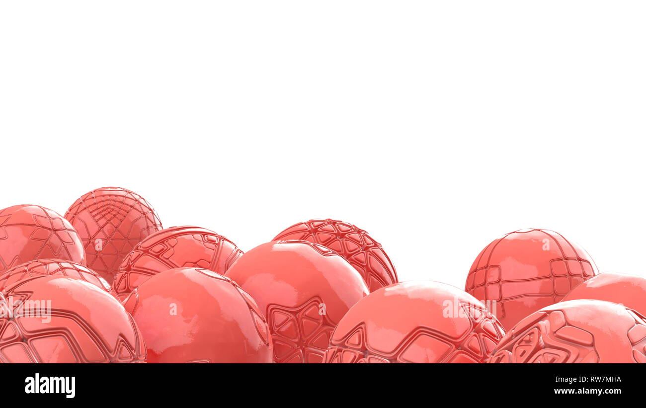 flying pink hi-tech pink trendy color spheres. Abstract background with ...