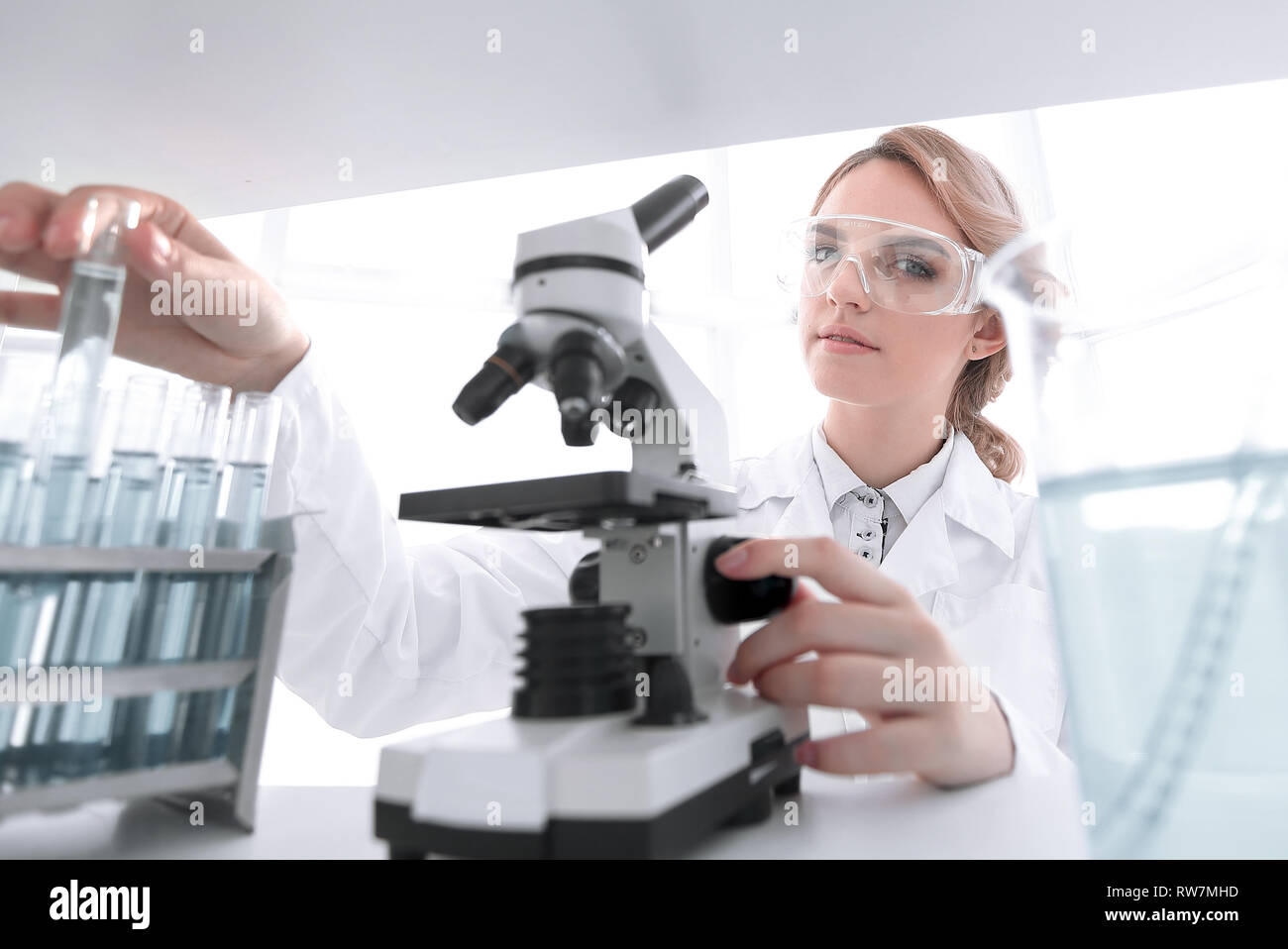 closeup.portrait of doctor biologist in the lab Stock Photo - Alamy