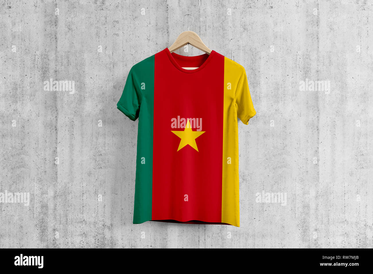 Cameroon flag T-shirt on hanger, Cameroonian team uniform design idea ...