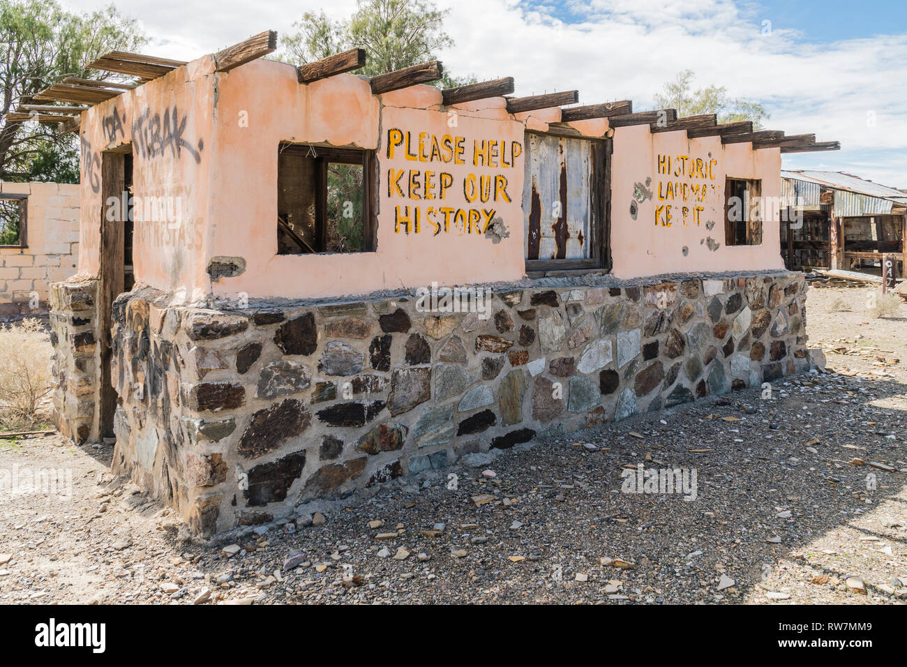 Remains of building at the ghost town of Garlock, California. A ...