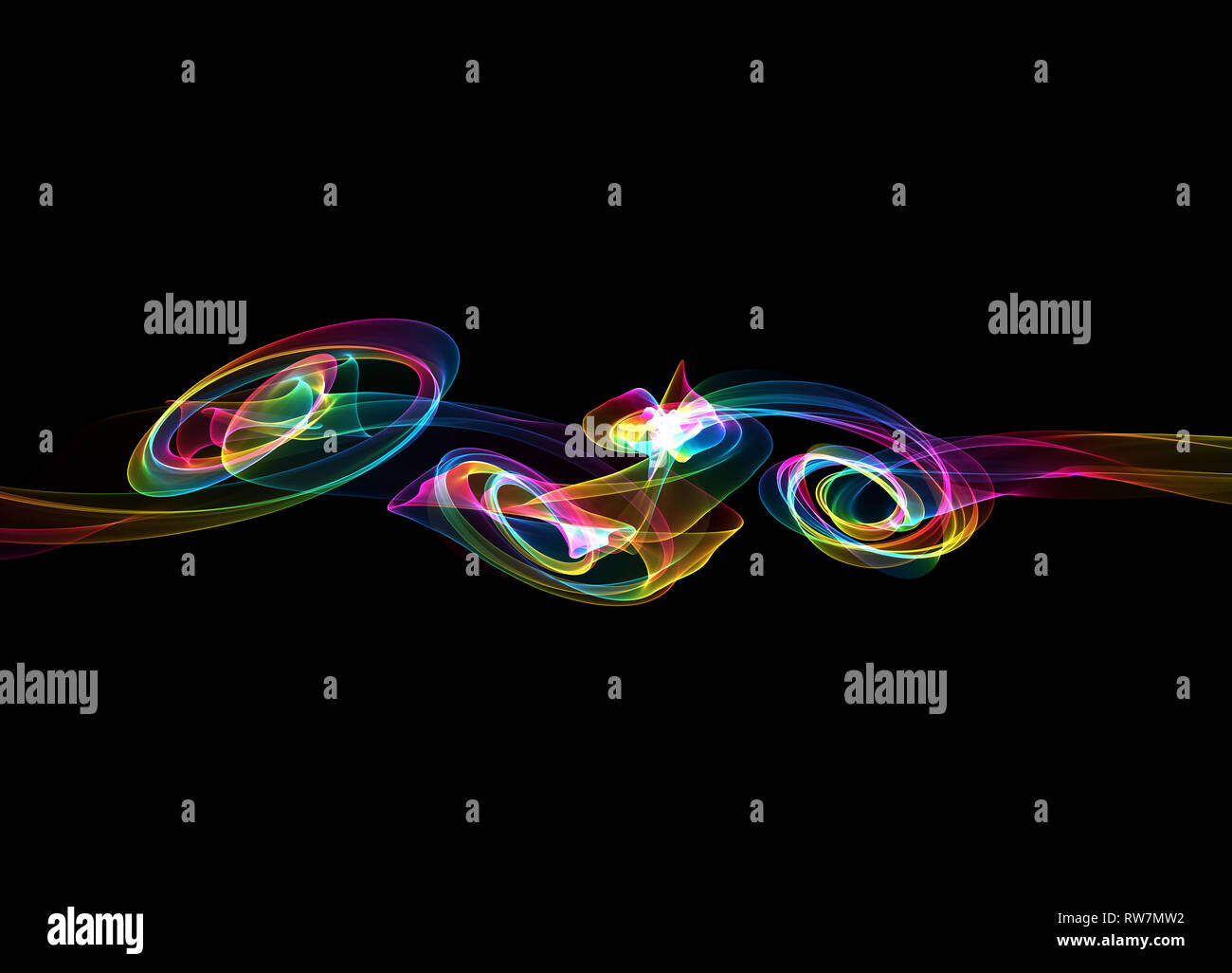 abstract colorful wavy smoke flame over black background Stock Photo ...
