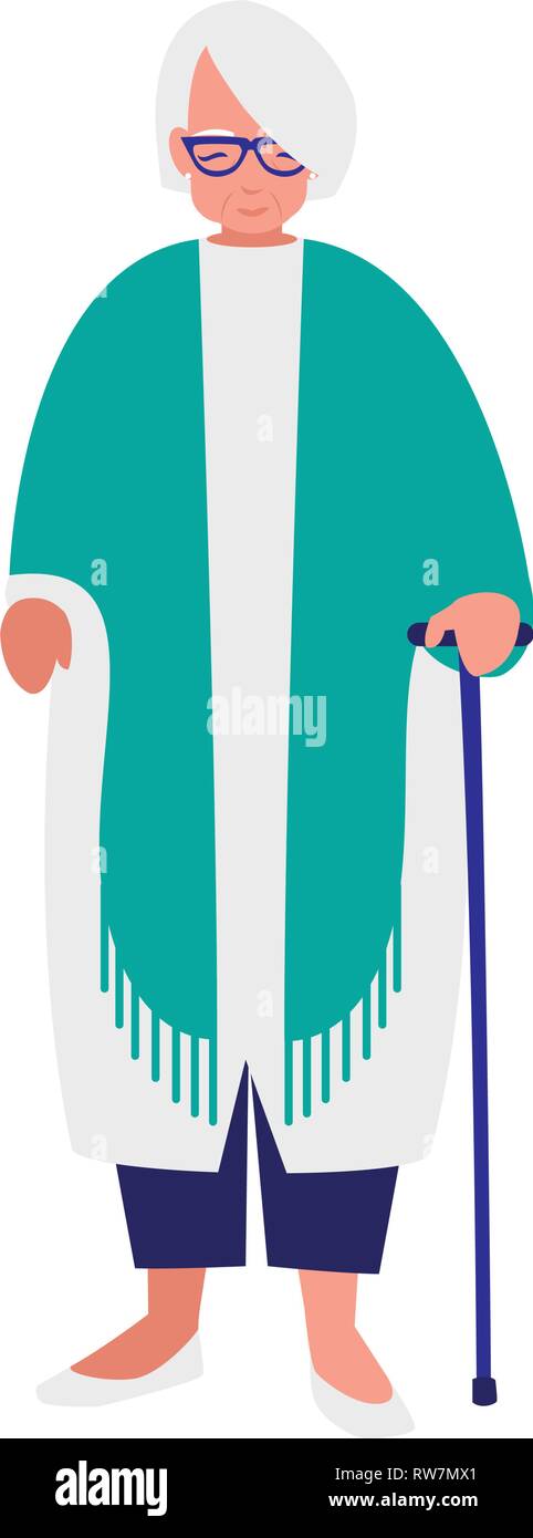 cute grandmother with cane vector illustration design Stock Vector ...