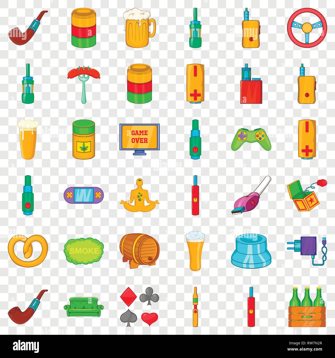 Alcohol icons set, cartoon style Stock Vector Image & Art - Alamy