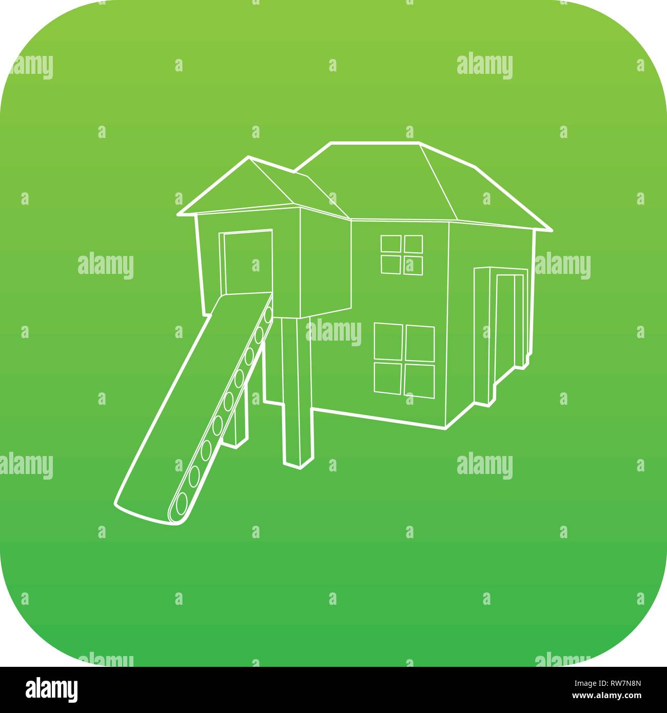 Forest house icon green vector Stock Vector Image & Art - Alamy