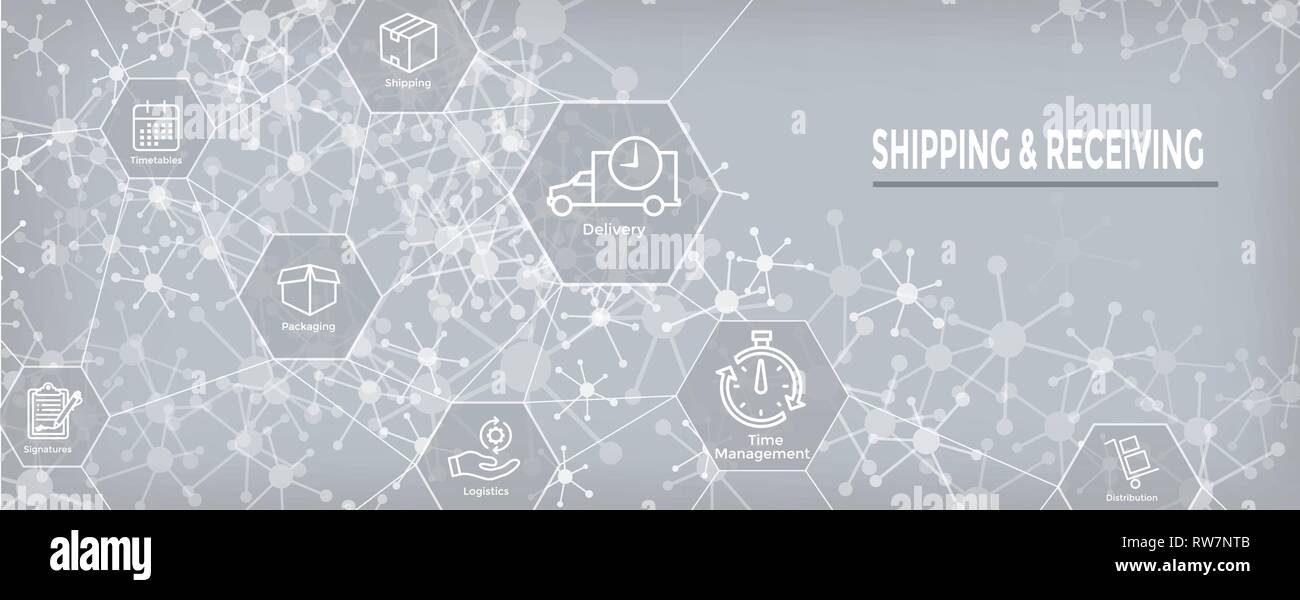 Shipping and Receiving Icon Set w Boxes, Warehouse, checklist, etc ...
