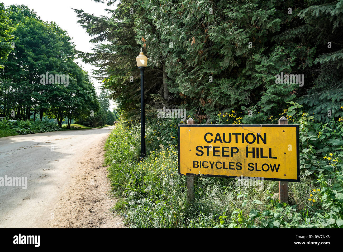 Caution: Steep Hill Stock Photo - Alamy
