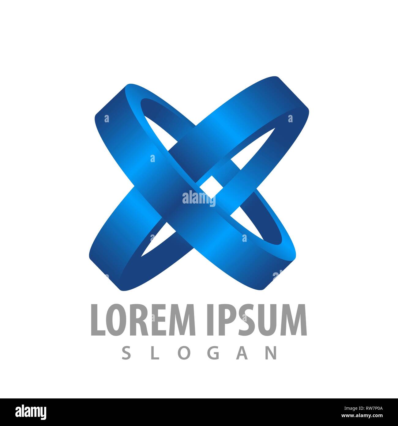 abstract double ring finance professional 3d logo concept design ...