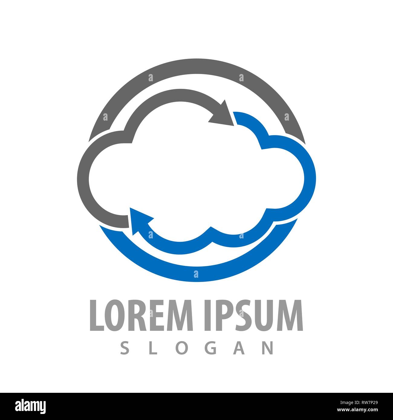 Circle cloud arrow logo concept design. Symbol graphic template element ...