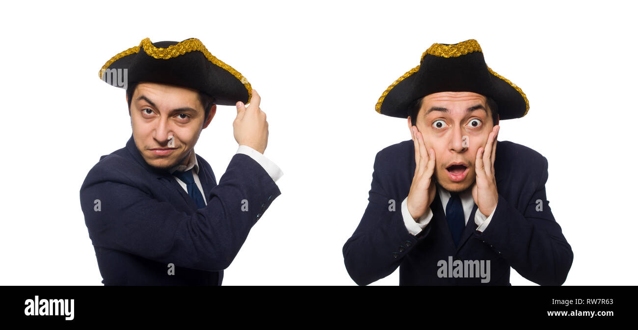 Young captain isolated on white Stock Photo - Alamy