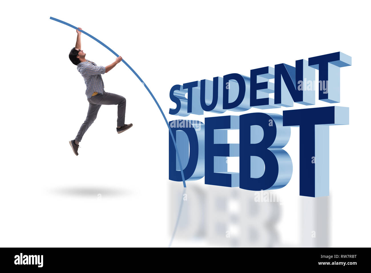 Young student in loan and debt concept Stock Photo - Alamy