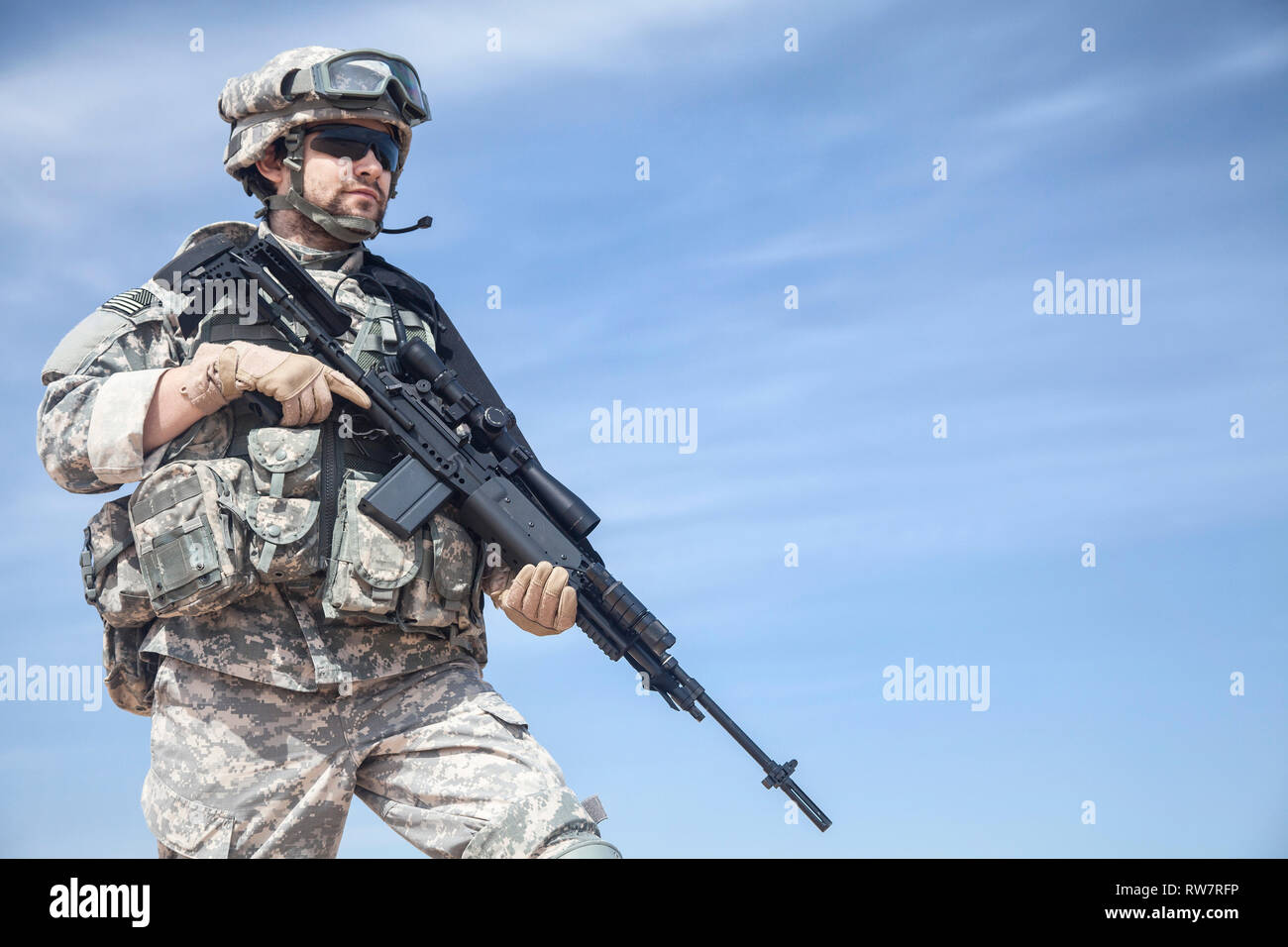 Portrait of United States airborne infantry marksman Stock Photo - Alamy