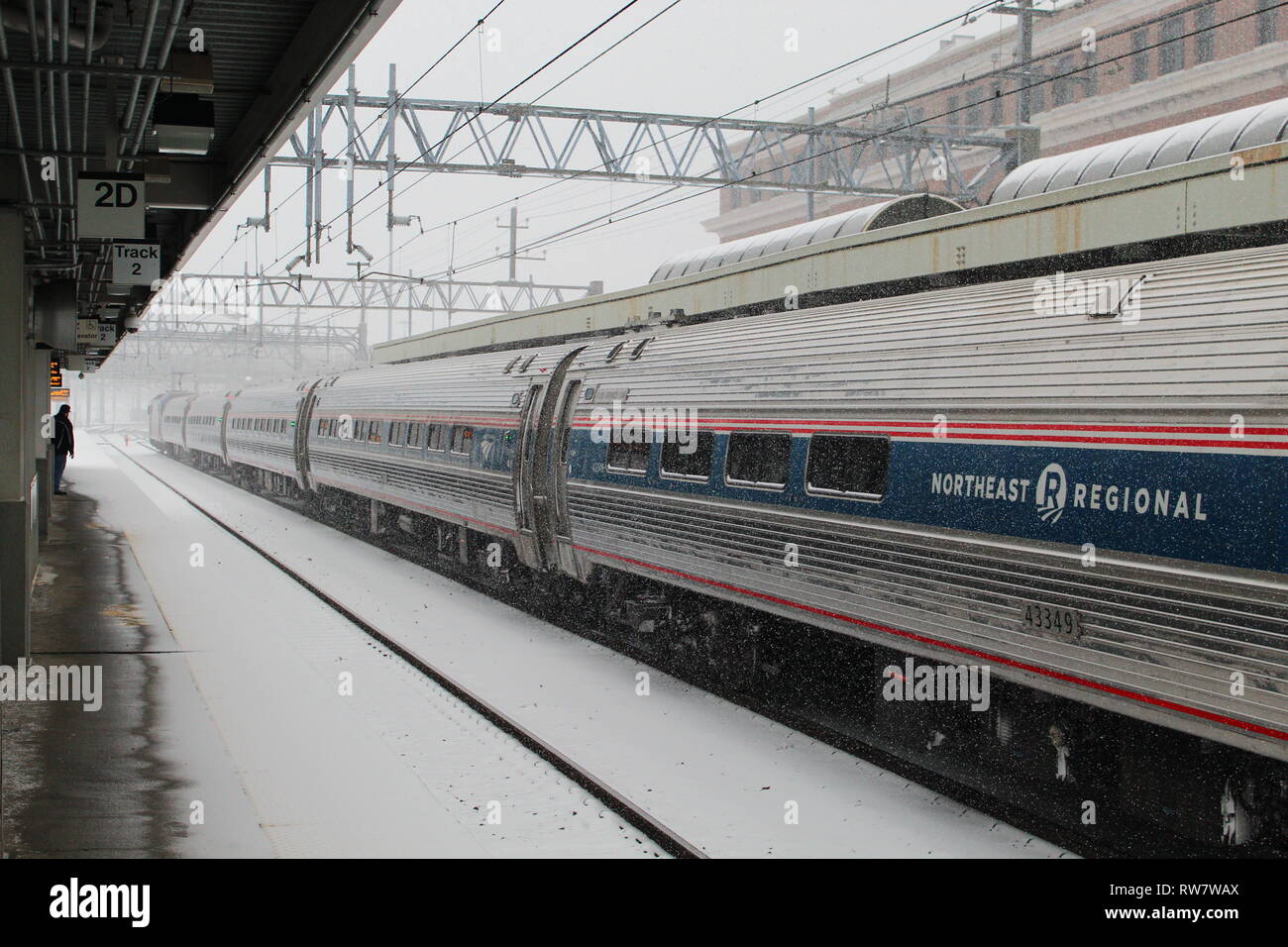 Amtrak, Hartford Line, and Shoreline East Trains at New Haven Union ...
