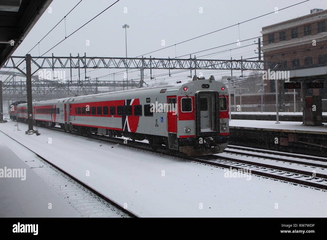 Amtrak, Hartford Line, and Shoreline East Trains at New Haven Union ...