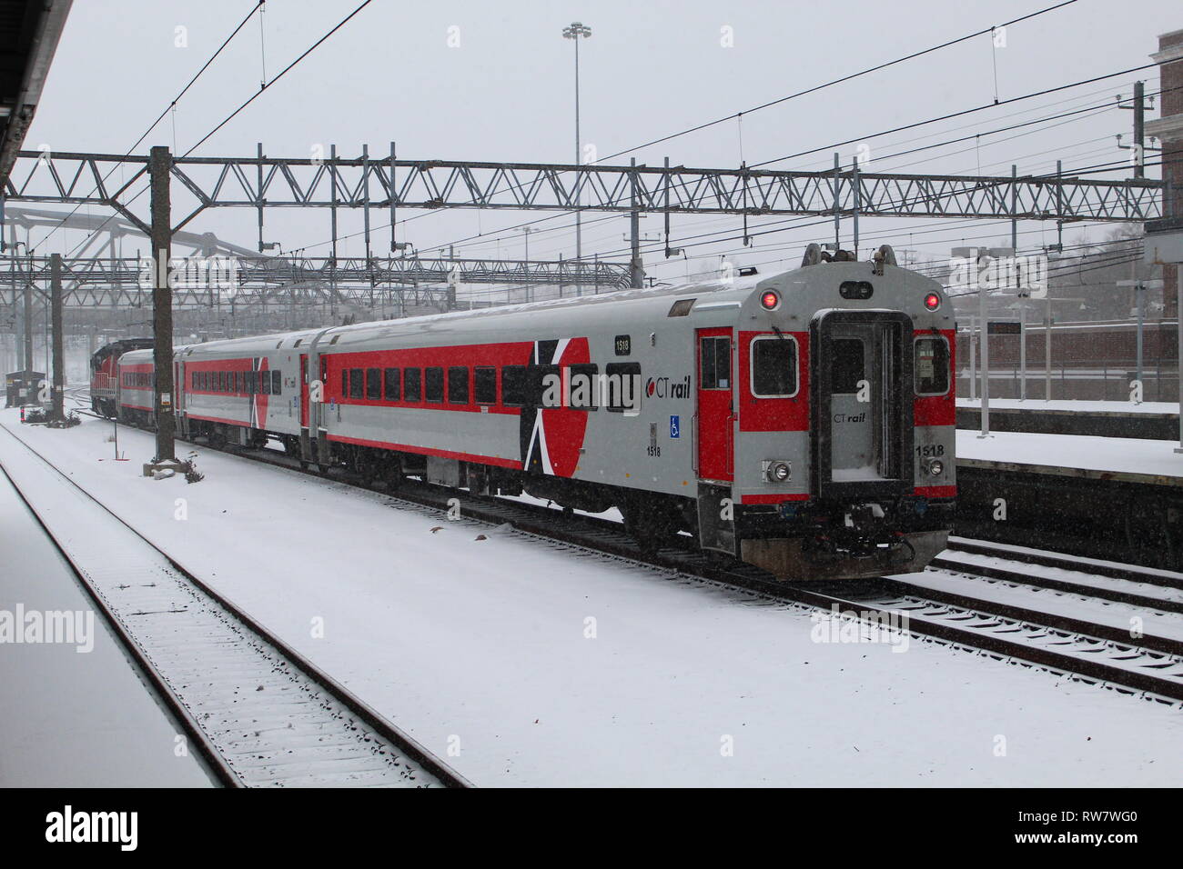 Amtrak, Hartford Line, and Shoreline East Trains at New Haven Union ...