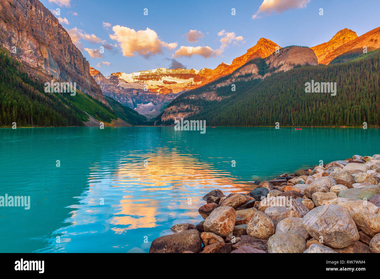 Lake Louise at sunset.Banff National Park. Alberta. Canada Stock Photo - Alamy