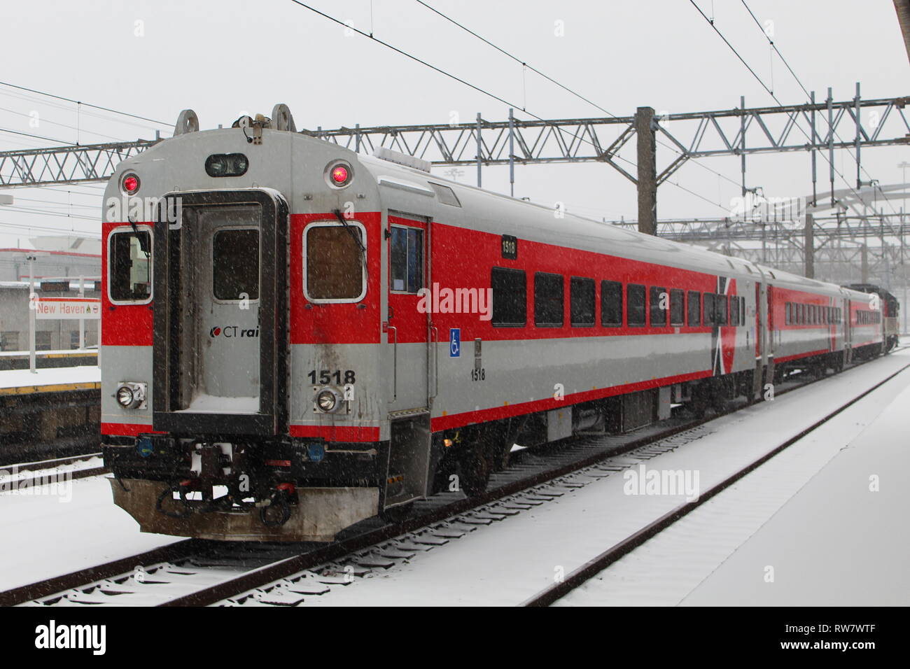 Amtrak, Hartford Line, and Shoreline East Trains at New Haven Union ...