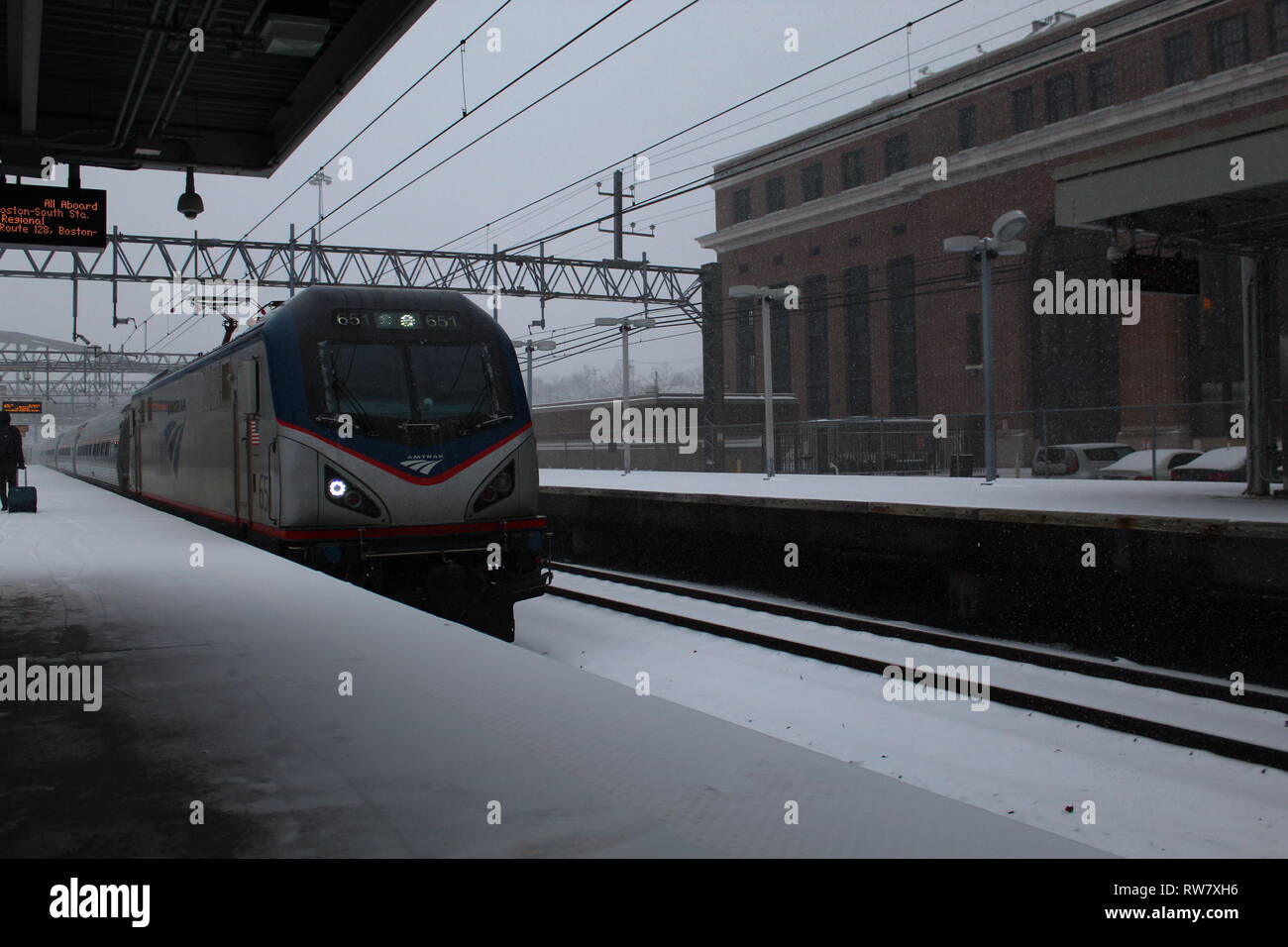 Amtrak, Hartford Line, and Shoreline East Trains at New Haven Union ...