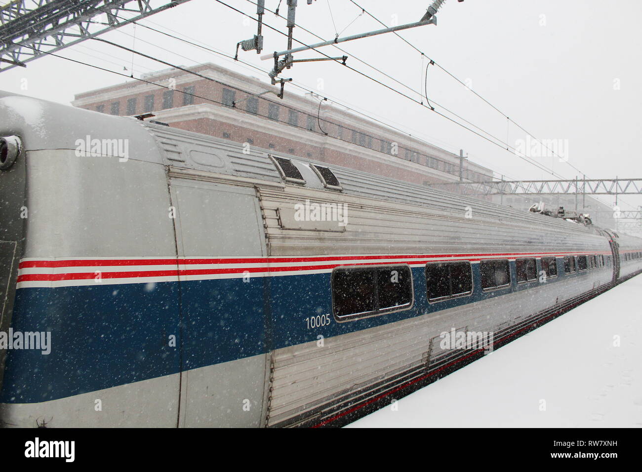 Amtrak, Hartford Line, and Shoreline East Trains at New Haven Union ...