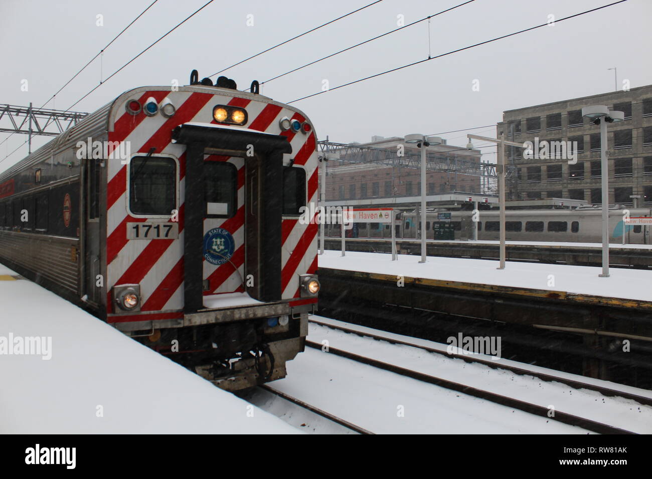 Amtrak, Hartford Line, and Shoreline East Trains at New Haven Union ...