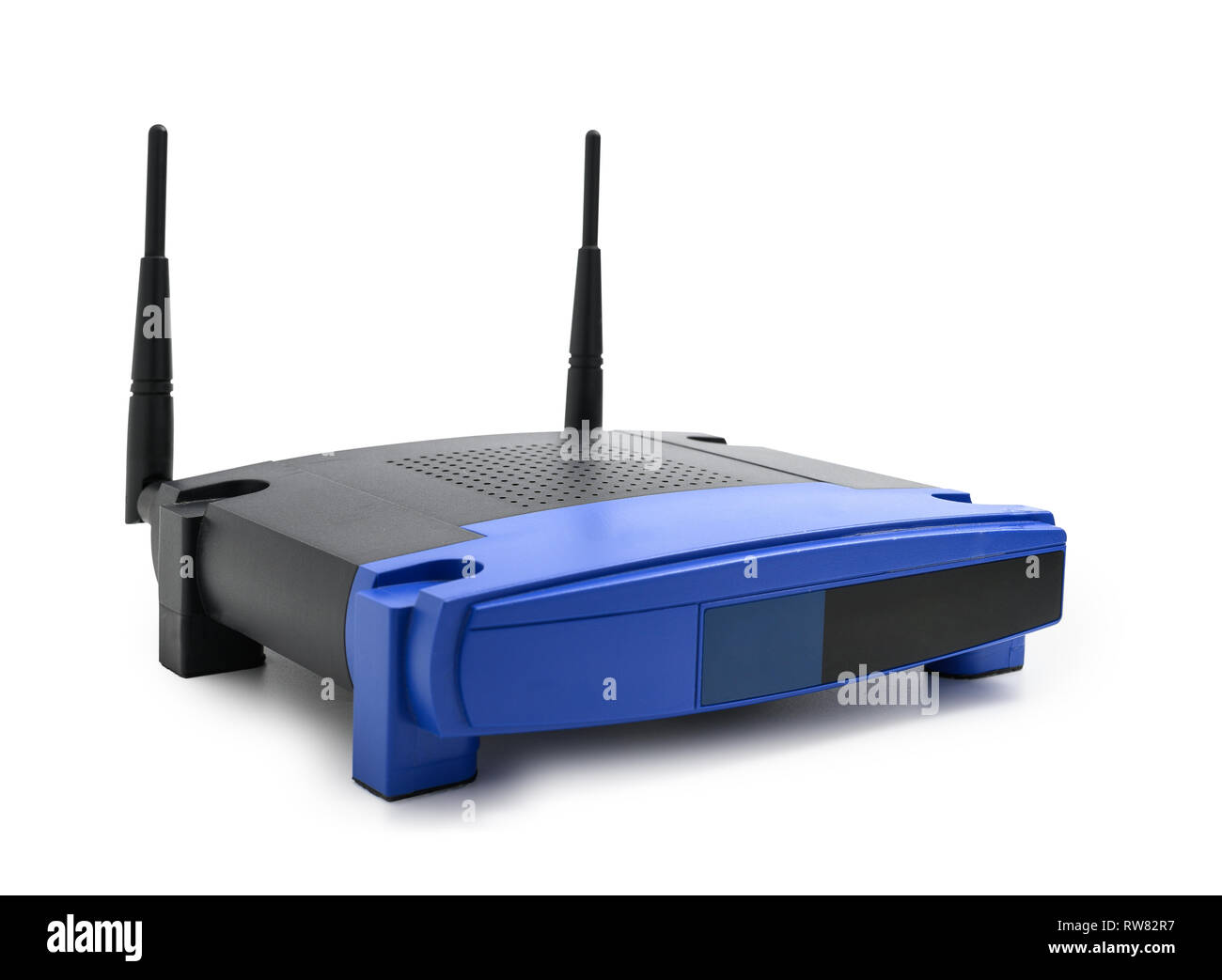 Modern wireless internet router isolated on white background with ...