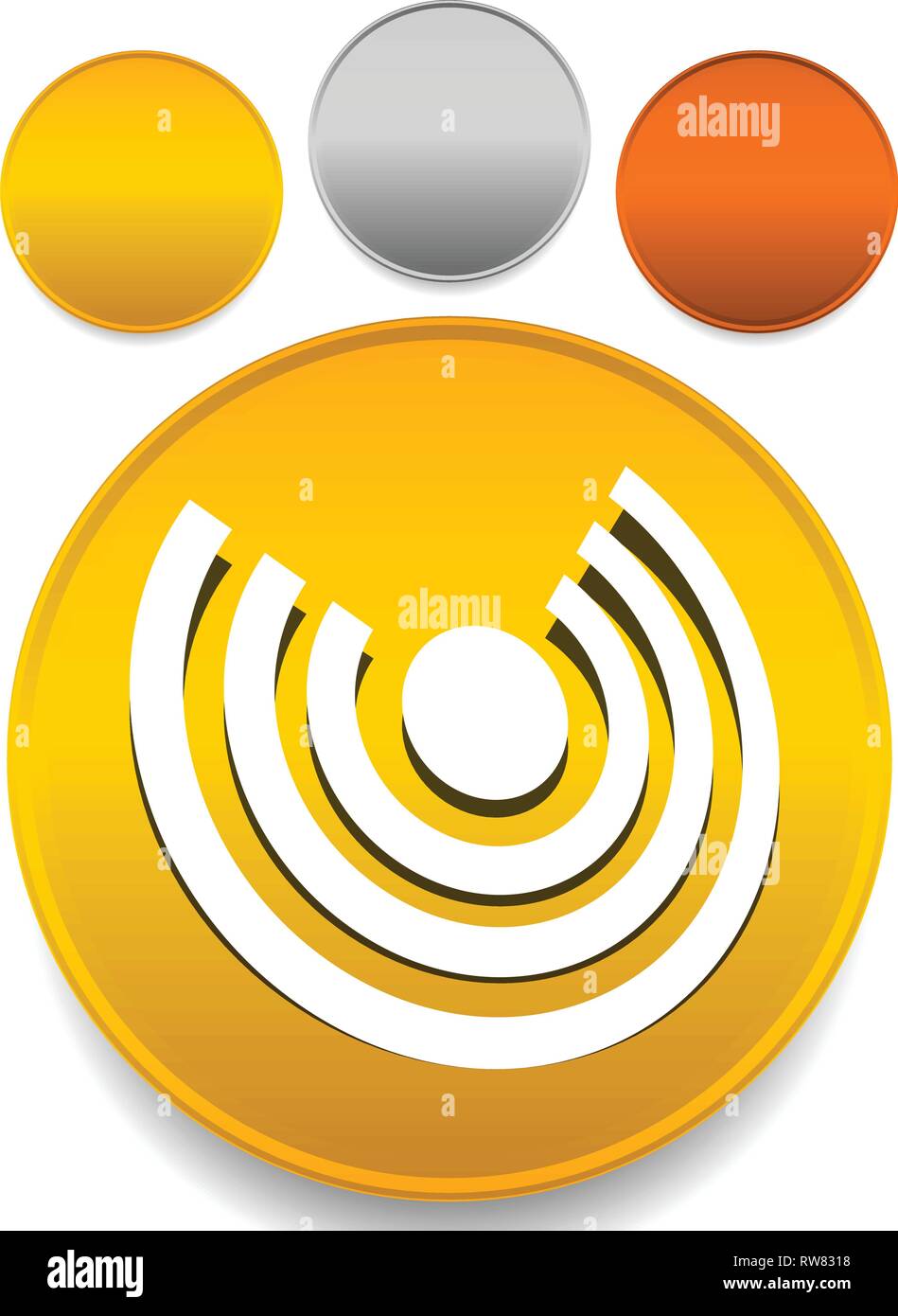 Icon with concentric circles for emitting, rays, signal themes Stock ...