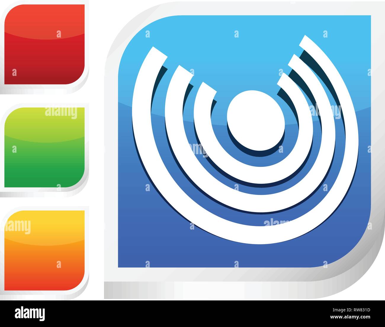 Icon with concentric circles for emitting, rays, signal themes Stock ...