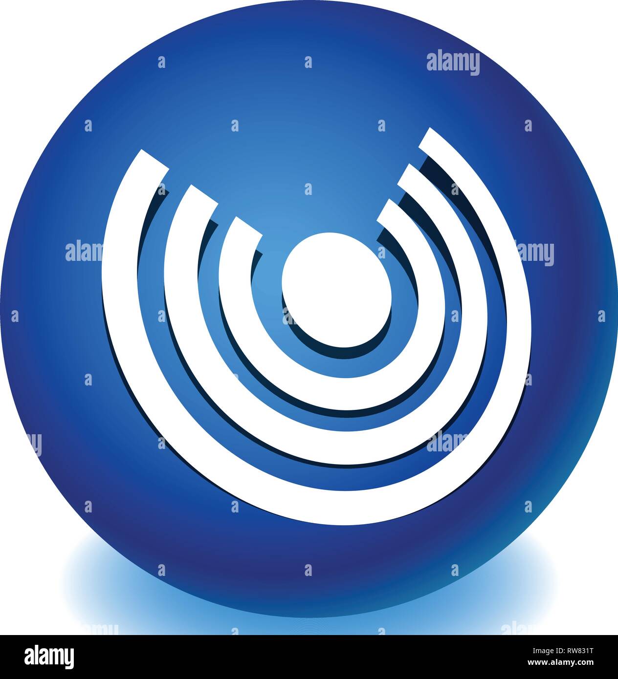 Icon with concentric circles for emitting, rays, signal themes Stock ...
