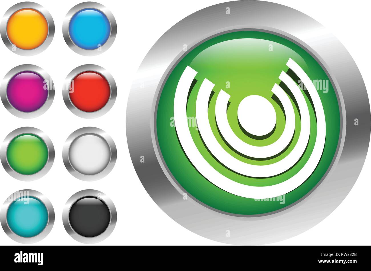 Icon with concentric circles for emitting, rays, signal themes Stock ...