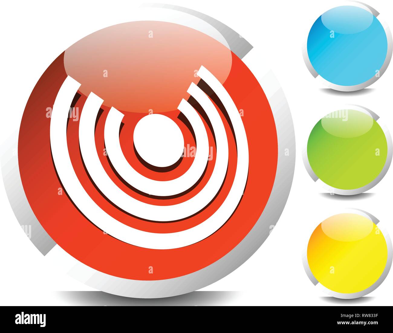 Icon with concentric circles for emitting, rays, signal themes Stock ...