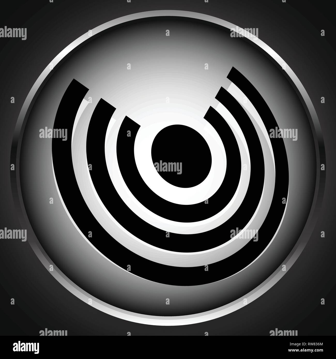 Icon with concentric circles for emitting, rays, signal themes Stock ...