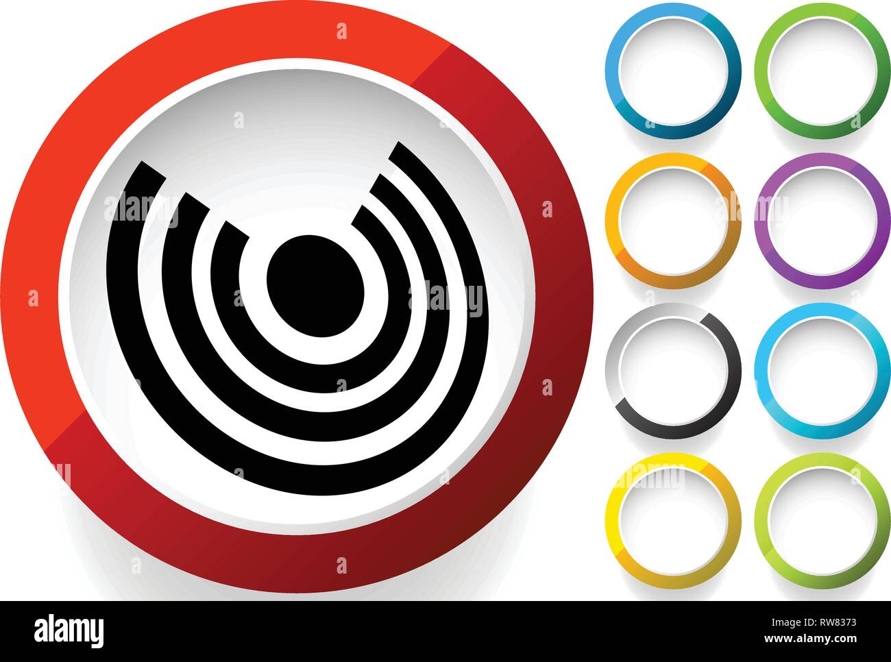Icon with concentric circles for emitting, rays, signal themes Stock ...