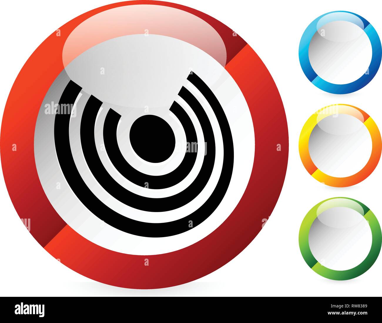 Icon with concentric circles for emitting, rays, signal themes Stock ...