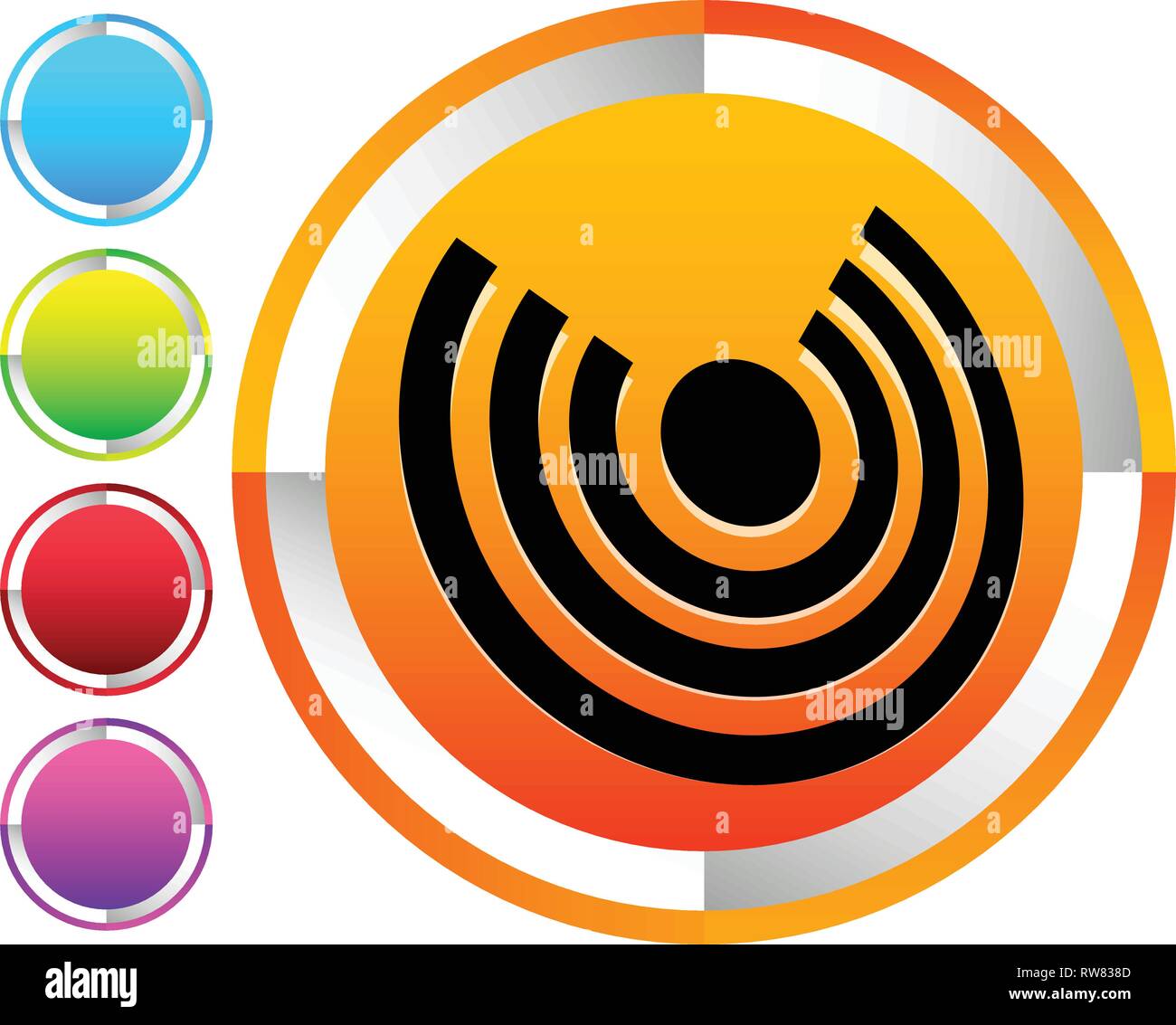 Icon with concentric circles for emitting, rays, signal themes Stock ...