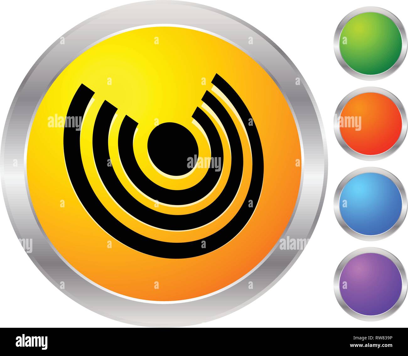 Icon with concentric circles for emitting, rays, signal themes Stock ...