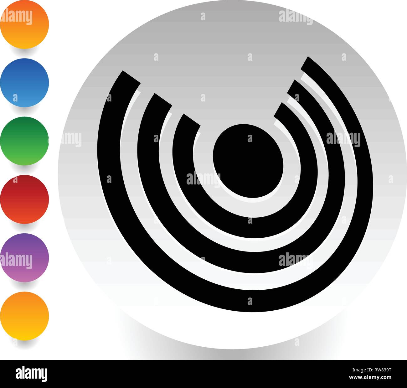 Icon with concentric circles for emitting, rays, signal themes Stock ...