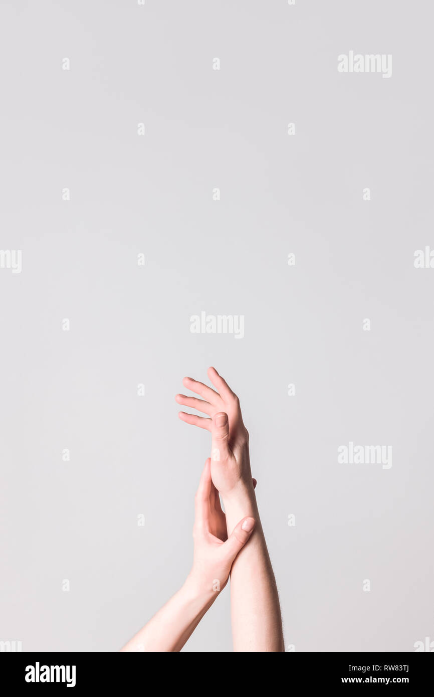 Elegant female hands on neutral background. Beauty and body care ...