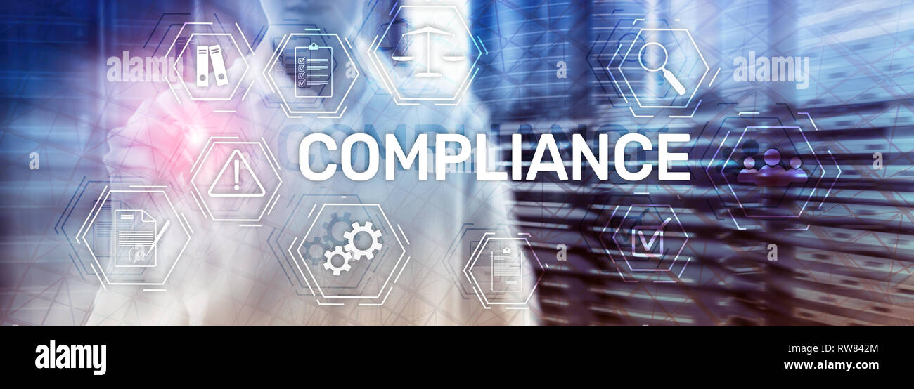 Compliance diagram with icons. Business concept on abstract background ...