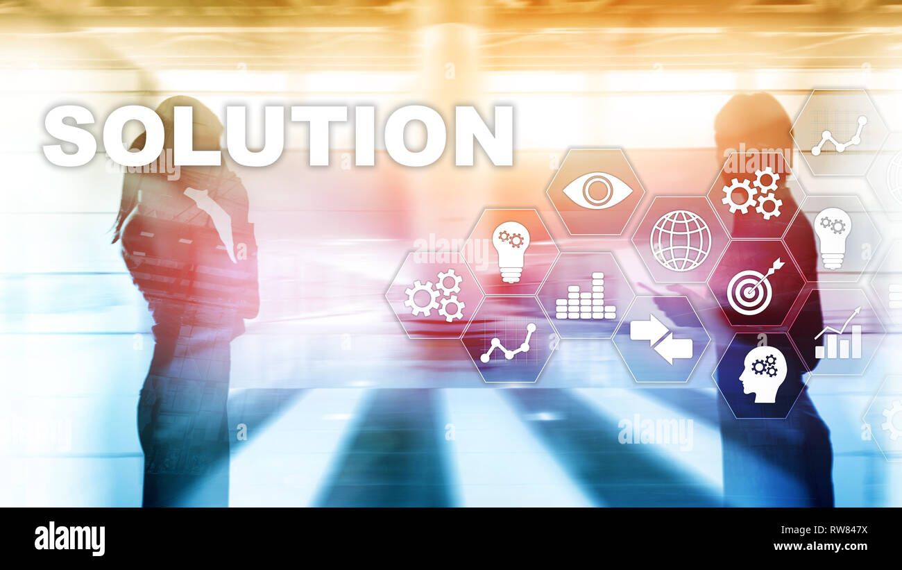 Business solutions, success and strategy concept. Structuring virtual ...