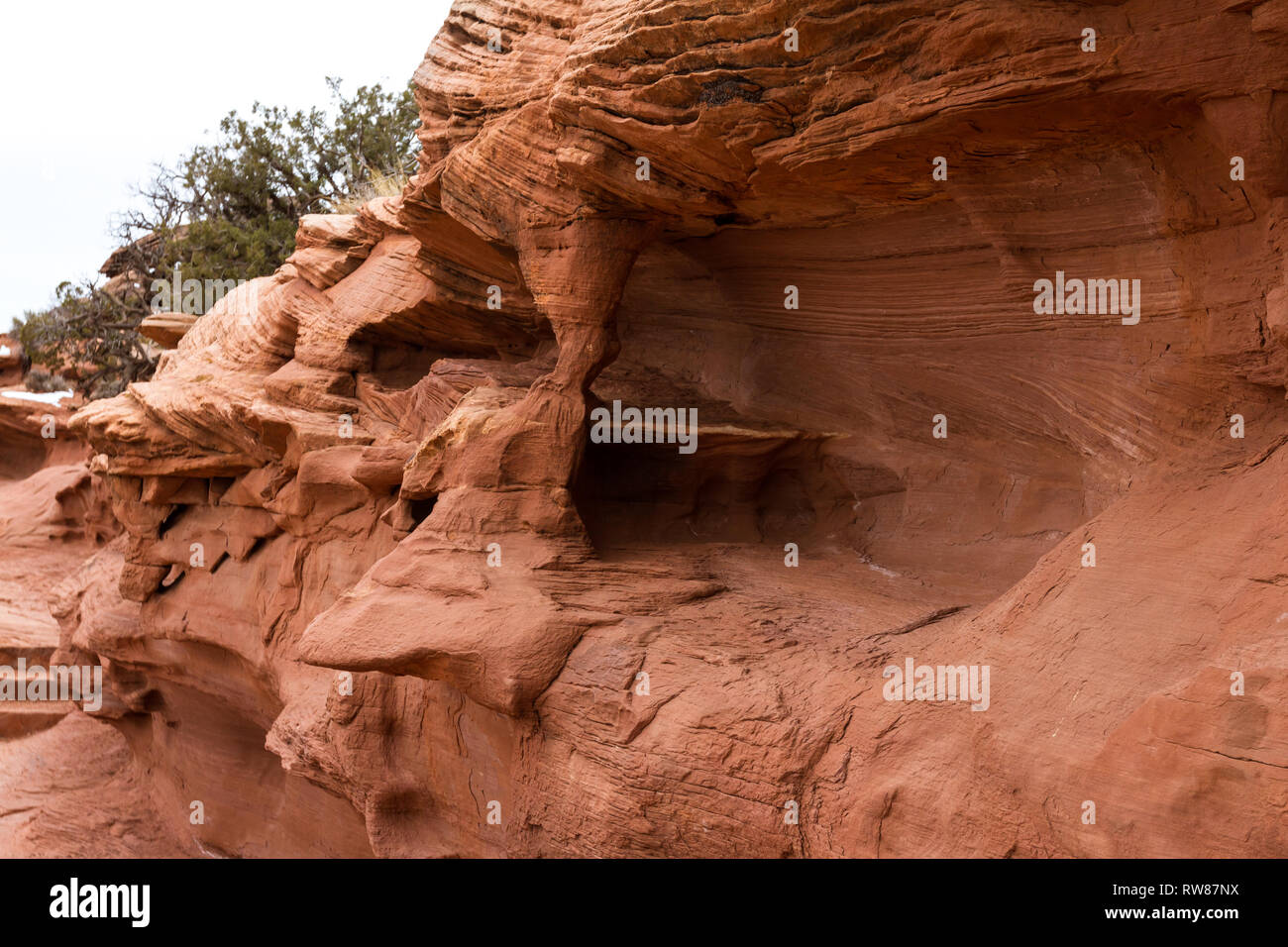 Close up of a small cavern like feature with well defined layers on the ...