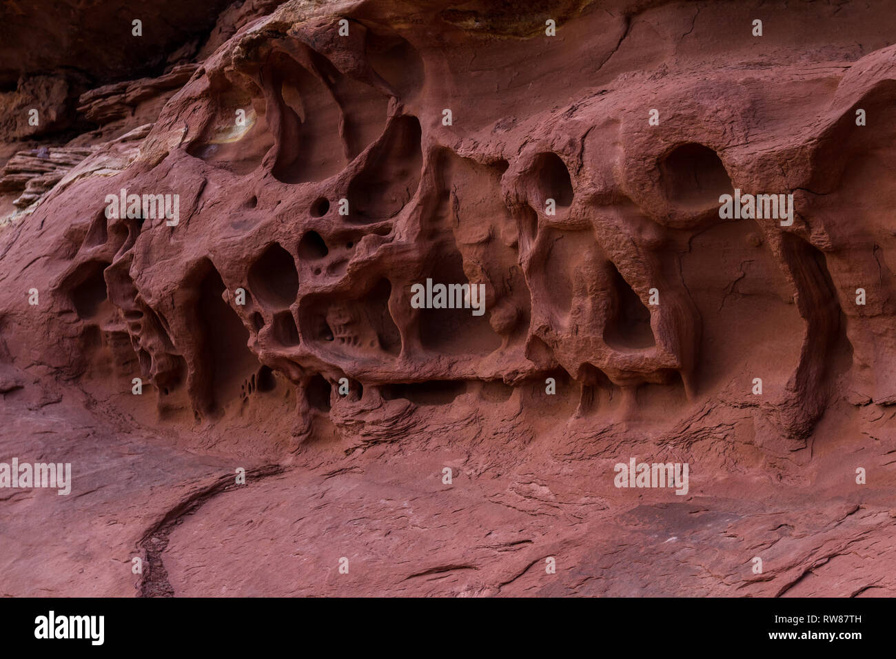 Close up of a small cavern like feature with shelf like formations on ...