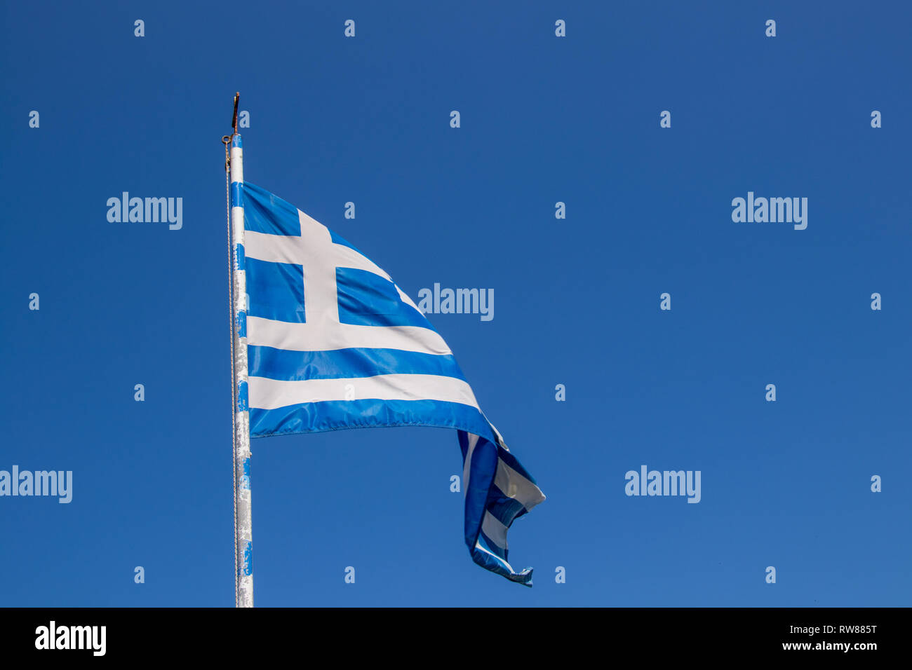 Greece greek flag flags flying summer hi-res stock photography and ...