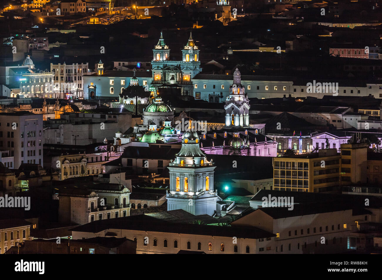 View of the main bell towers of colonial churches in the historic ...