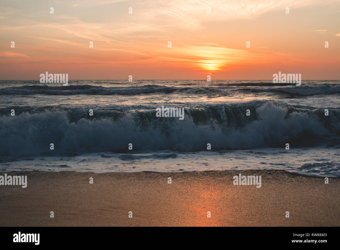 California beach sunset Stock Photo - Alamy