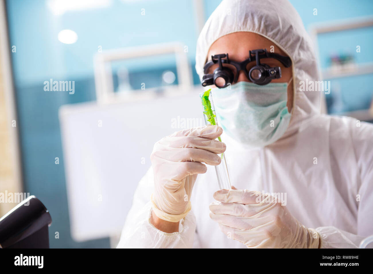 Male biotechnology scientist chemist working in the lab Stock Photo - Alamy