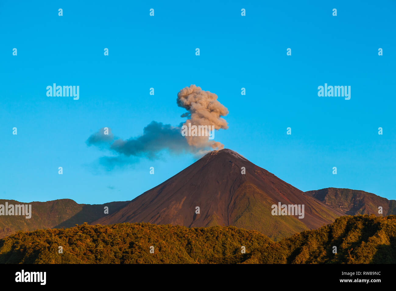 Volcan El Reventador in eruption, between the provinces of Napo and ...
