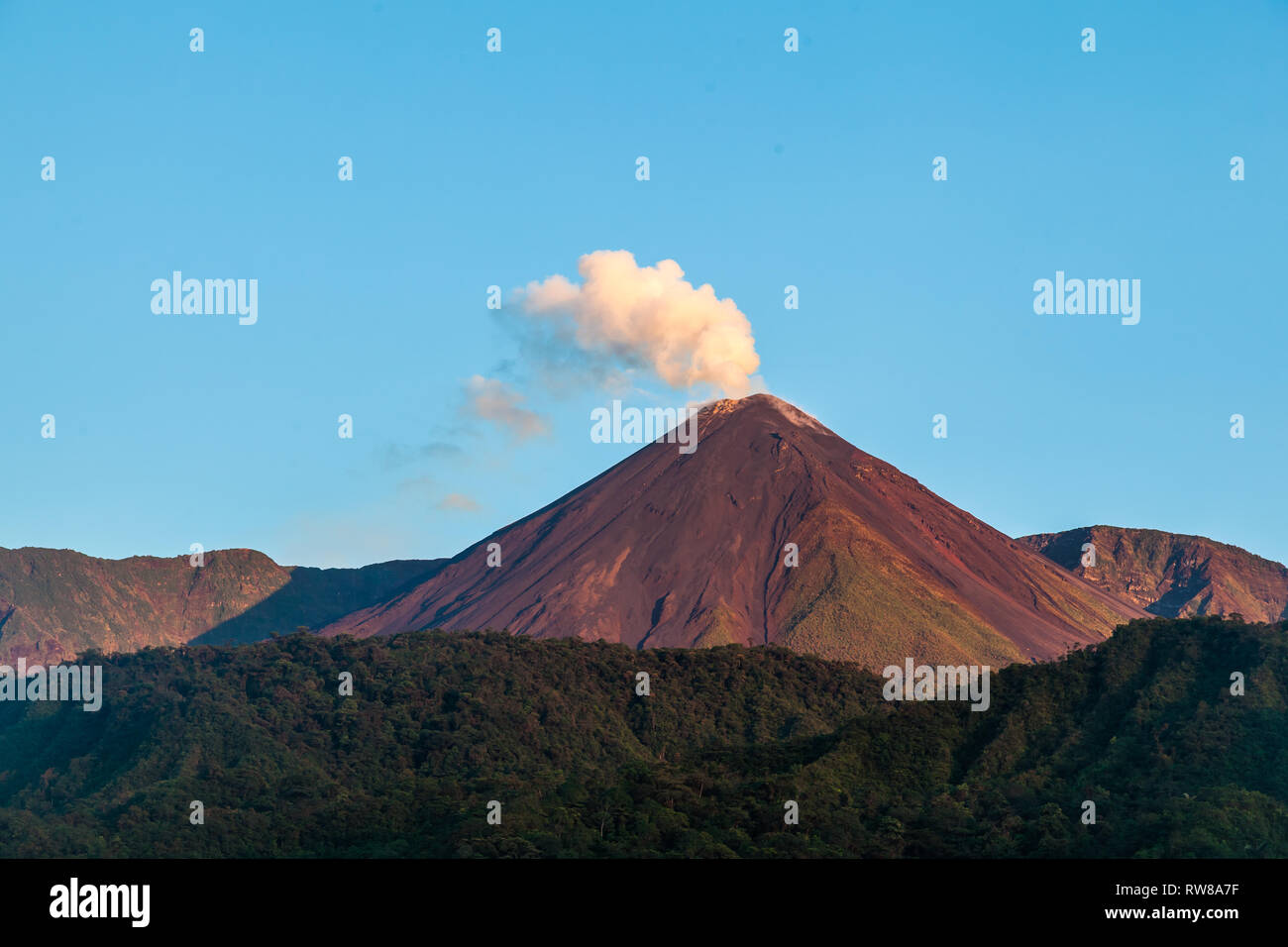 Volcan El Reventador in eruption, between the provinces of Napo and ...