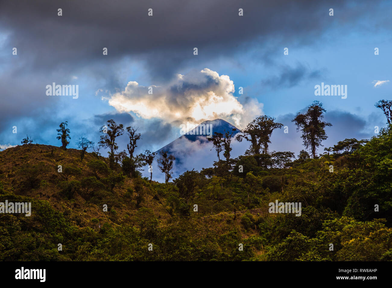 Volcan El Reventador in eruption, between the provinces of Napo and ...