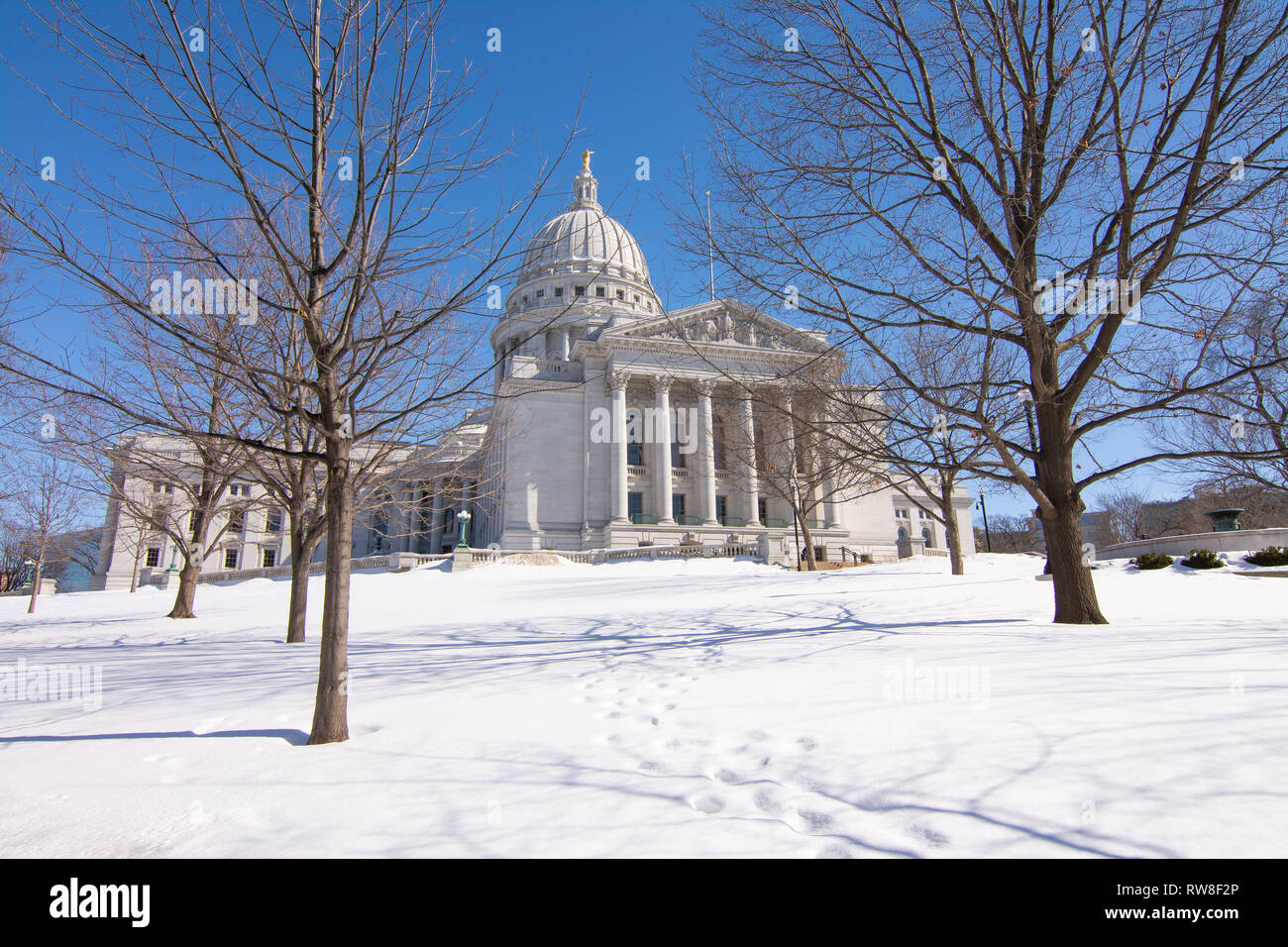 Wisconsin State Capital building on a brisk Winter afternoon. Madison ...
