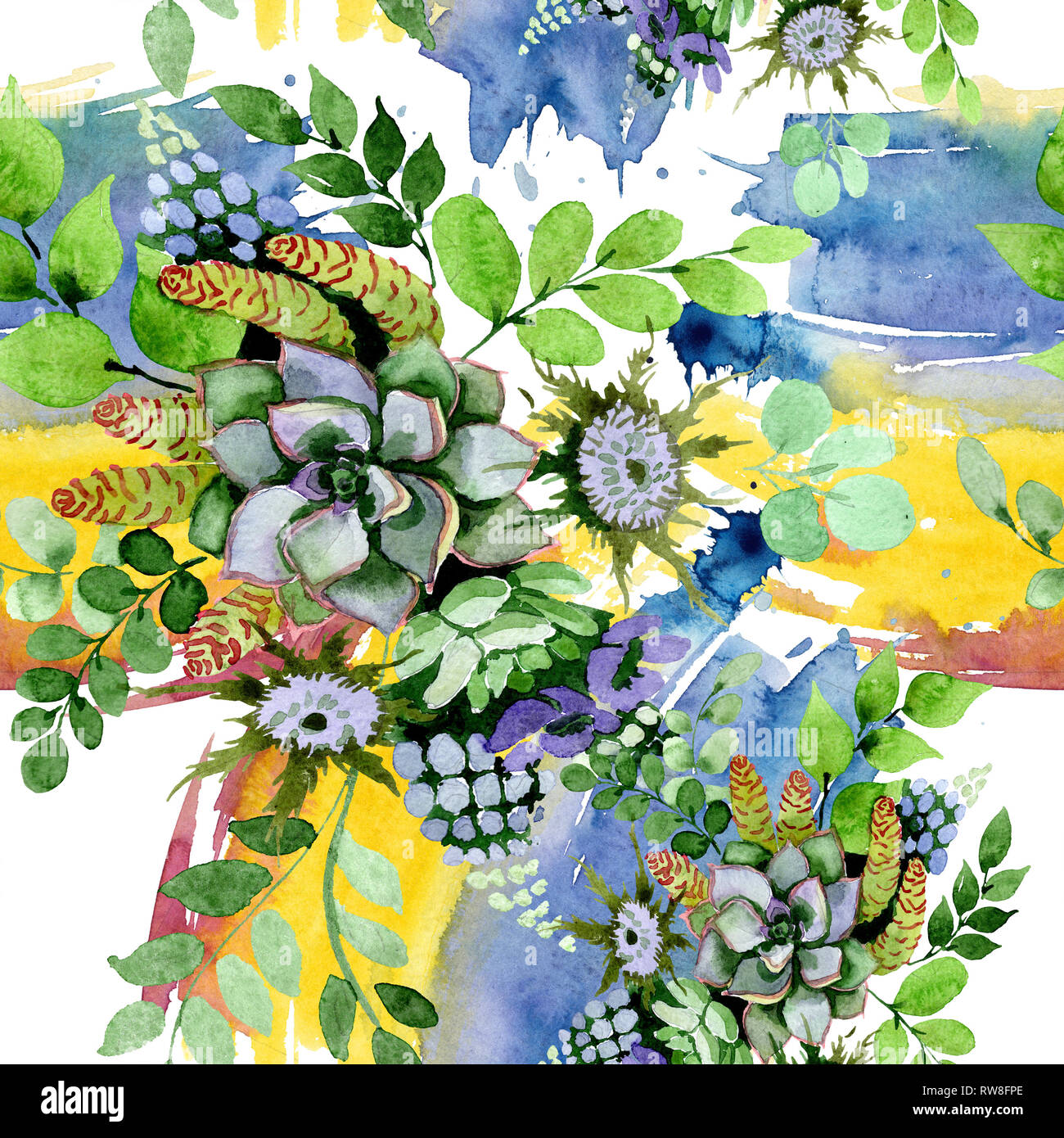 Succulent bouquet floral botanical flowers. Watercolor background ...