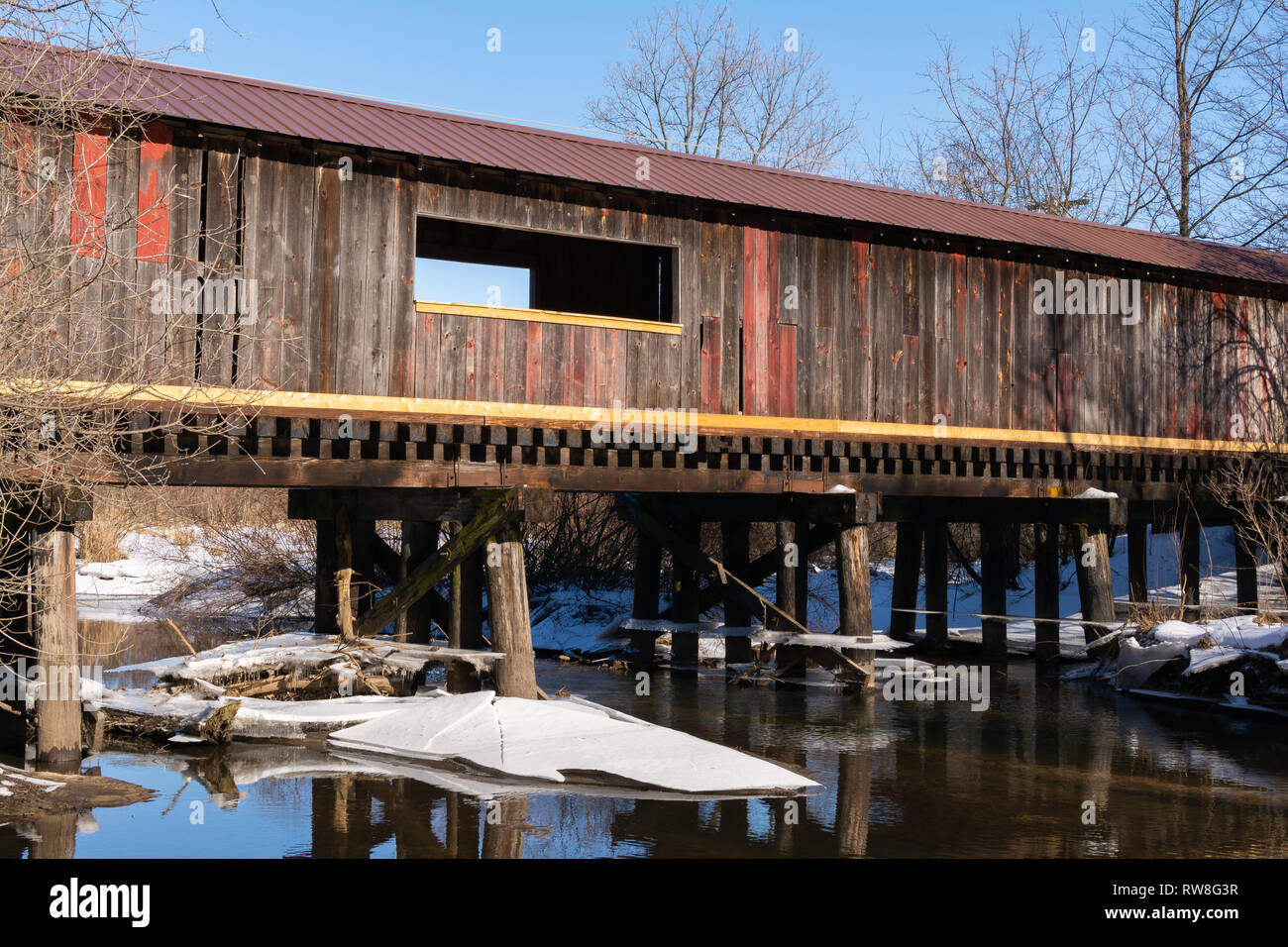 Traditional Wooden Bridge Over Creek High Resolution Stock Photography ...